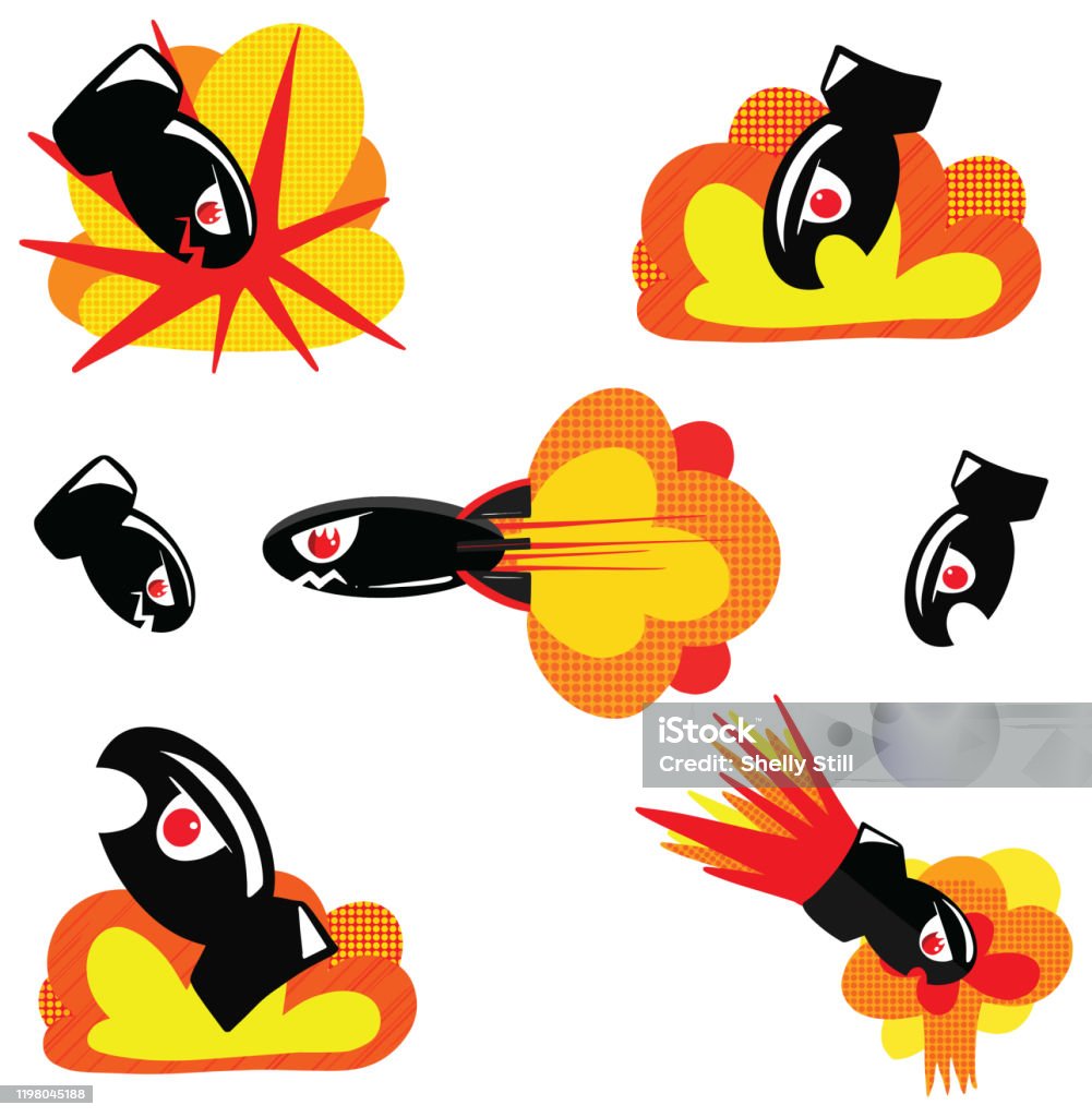 Collection De Bombes De Dessin Animé Et De Missiles De Guerre Et