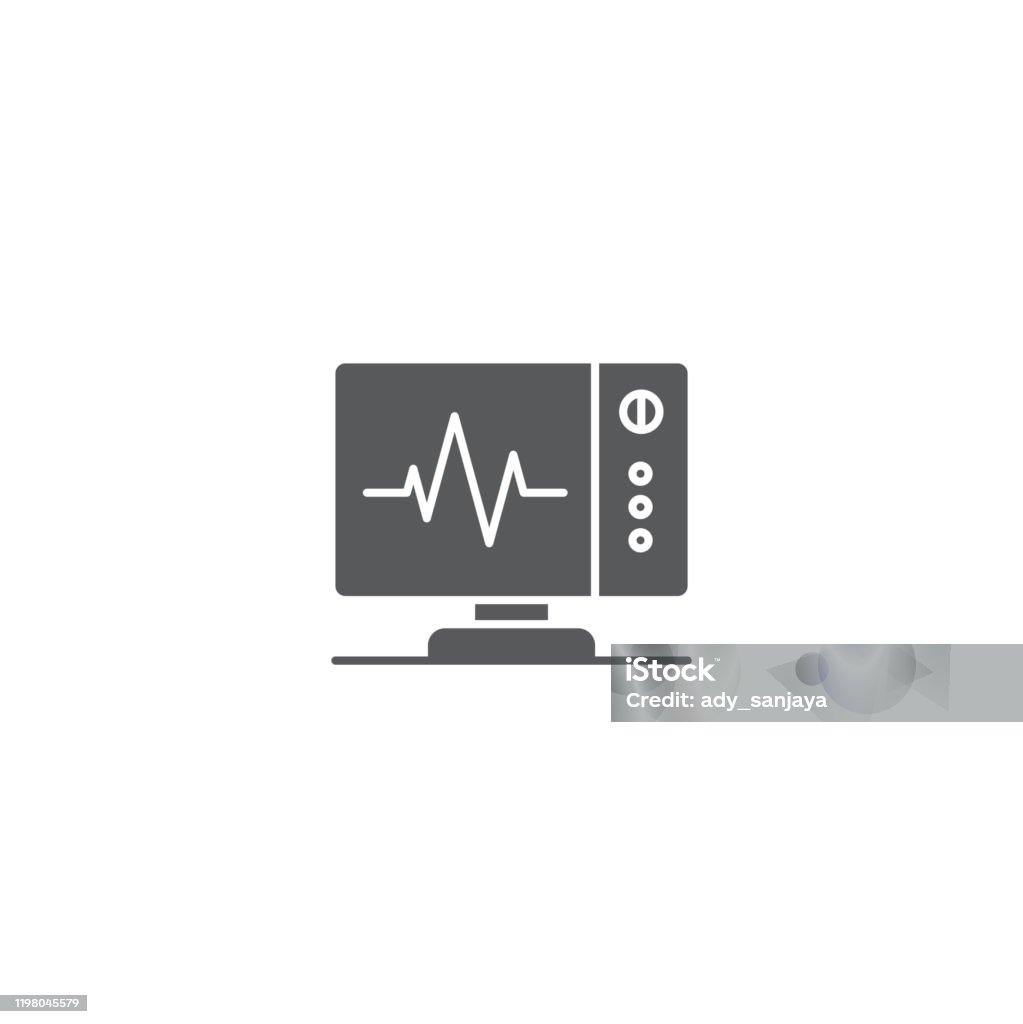 Cardiogram Monitor Vector Icon Symbol Medical Isolated On White