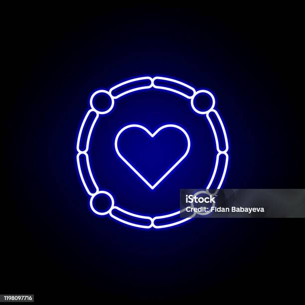 Symbole Damitié Le Coeur Dicône Bleue De Néon Éléments De Licône De