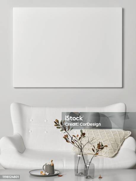 Mock Up Poster Dalam Desain Interior Murni Poster Latar Belakang Untuk