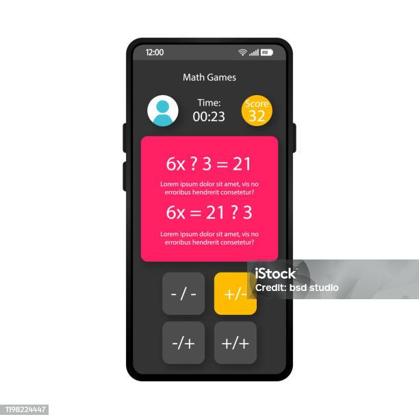 Modèle Vectoriel Dinterface De Smartphone De Jeux De Maths Vecteurs