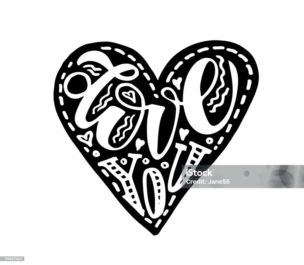 Ilustración De Love You Valentines Day You My Heart Cute Hand Drawn