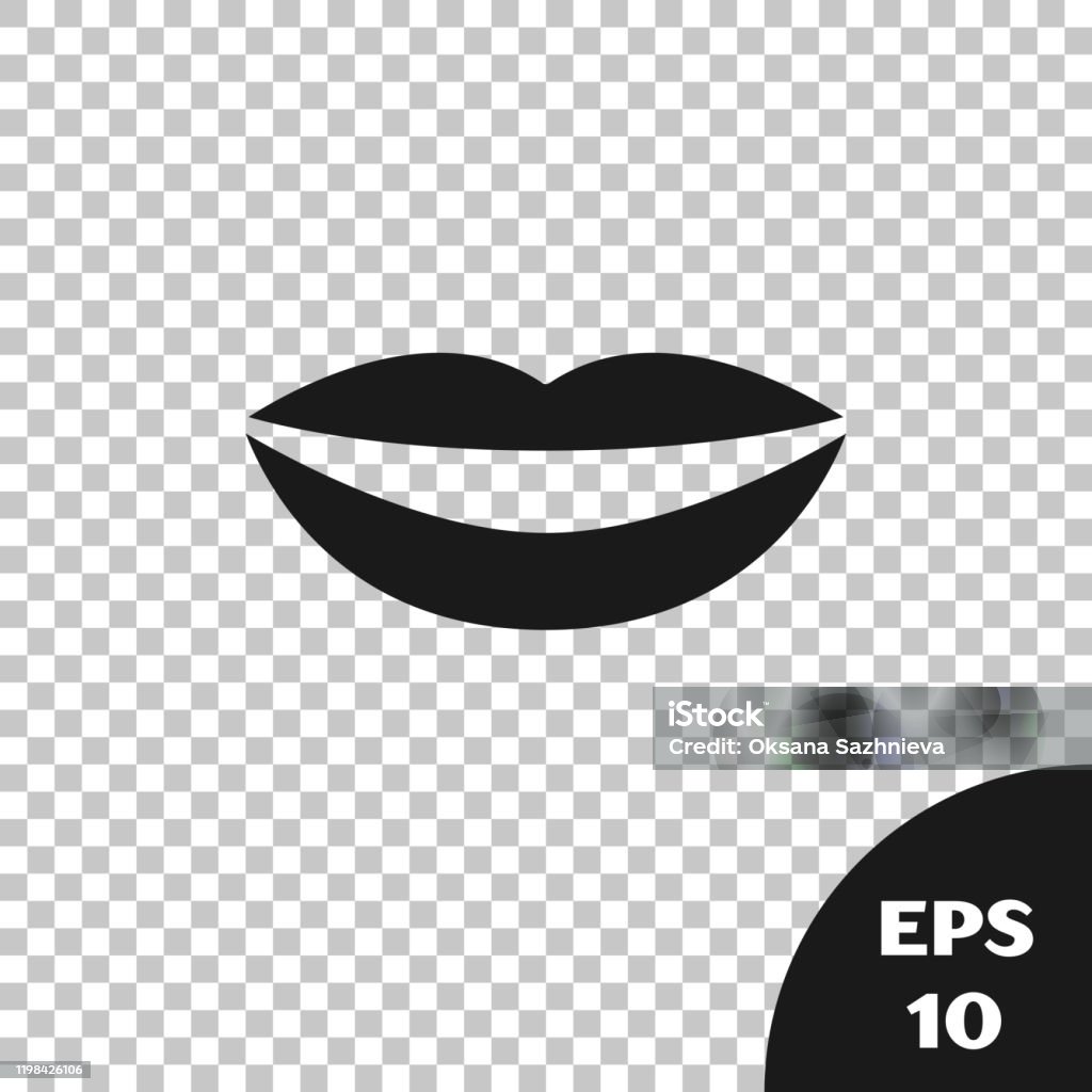 Ikon Bibir Tersenyum Hitam Terisolasi Pada Latar Belakang Transparan