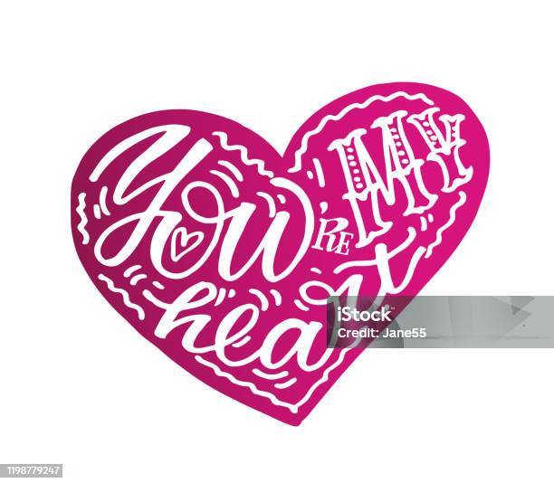 Love You Valentines Day You My Heart Cute Hand Drawn Doodle Lettering