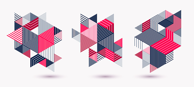 Polygonal Low Poly Vector Desain Abstrak Set Latar Belakang Gaya Retro