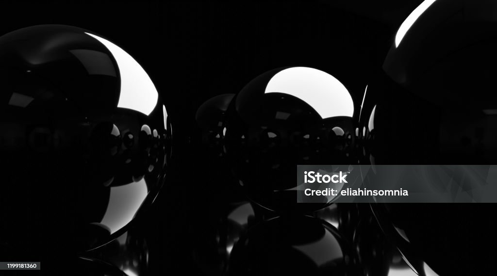 Bolas Negras Con Reflejo Macro Negro Textura Fondo 3d Render