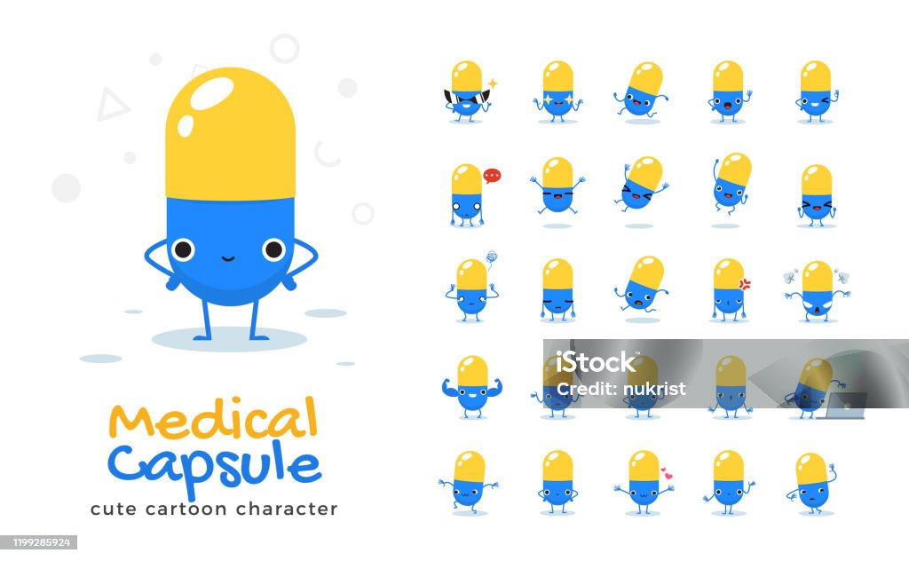 Ensemble De Vecteur Dimages De Dessin Animé De Capsule Médicale