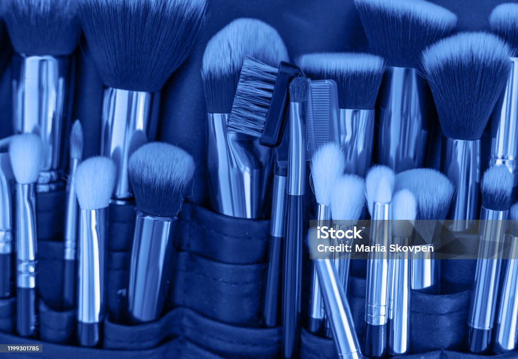 Sikat Dan Alat Makeup Profesional Set Produk Makeup Monokrom Gambar Kencang Warna Tahun Ini