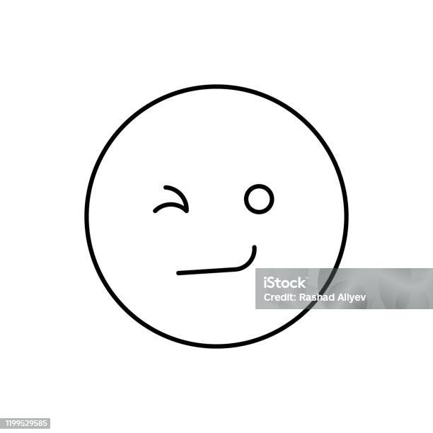 Visage De Clin Dœil Icône Démotions Ligne Simple Contour Expression