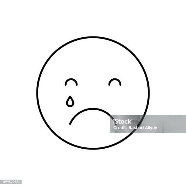 Pleurer Icône Des Émotions Ligne Simple Contour Expression Vectorielle