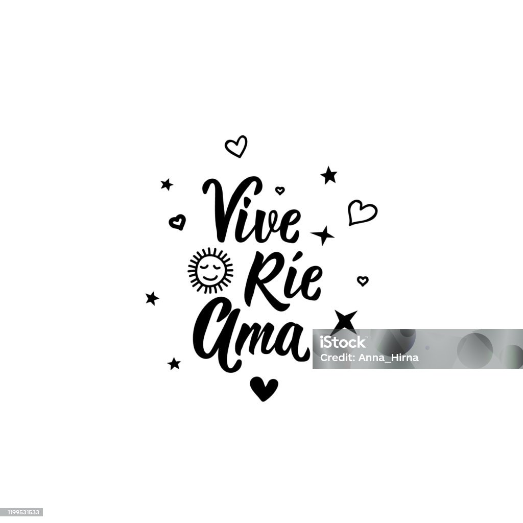 Live Laugh Love In Spanish Lettering Ink Illustration Modern Brush