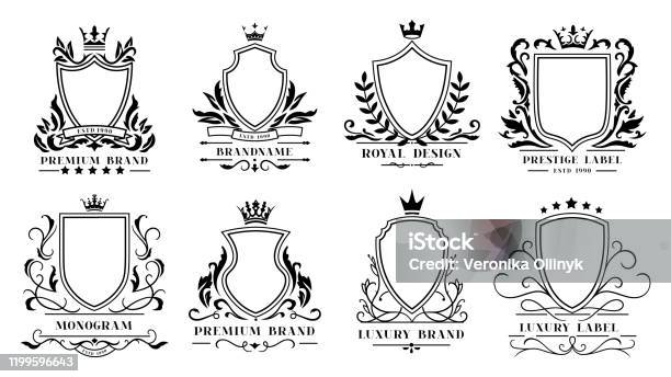 Royal Shields Badges Vintage Ornamental Frames Decorative Royal Swirl