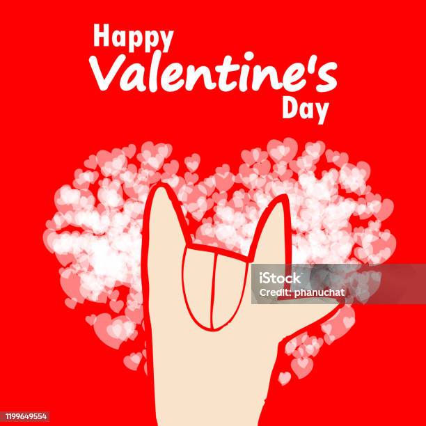 Kartu Ucapan Selamat Hari Valentine Dengan Simbol Tangan Memperlihatkan