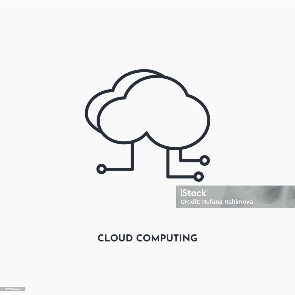Cloud Computing Outline Icon Simple Linear Element Illustration Isolated Line Cloud Computing