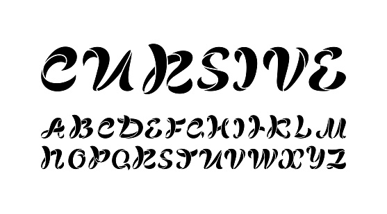 Font Kursif Hitam Alfabet Skrip Tulisan Tangan Jenis Huruf Dadif