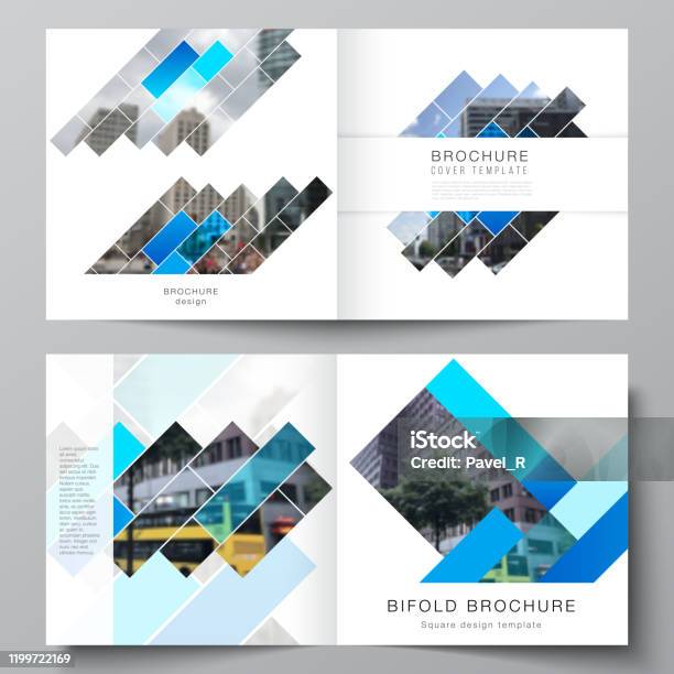 Tata Letak Ilustrasi Vektor Dari Dua Templat Sampul Untuk Brosur Bifold