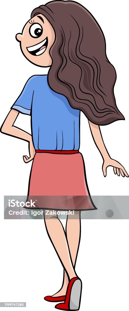Jolie Illustration De Dessin Animé De Caractère De Fille De