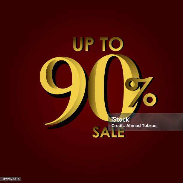 Étiquette De Vente Descompte Jusquà 90 Red Gold Vector Template Design