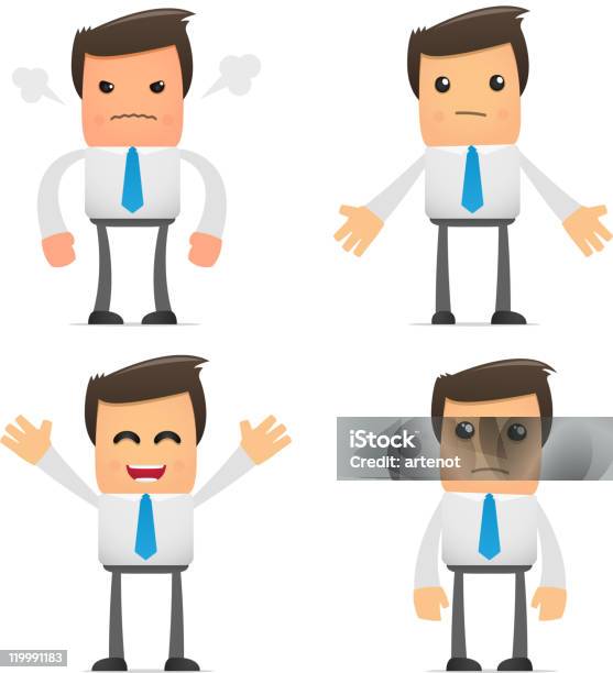 Satu Set Gambar Kartun Manajer Dalam Pose Yang Berbeda Ilustrasi Stok