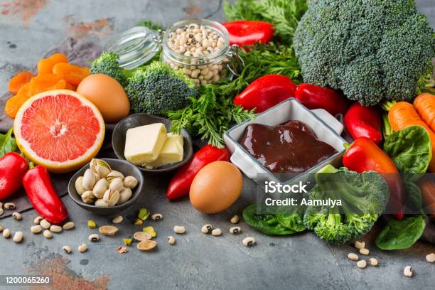 Assortment Of Diet Food Ingredients Rich In Vitamin A Stock Photo ... Assortment Of Diet Food Ingredients Rich In Vitamin A Stock Photo ...