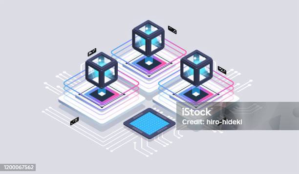 Komputasi Pusat Big Data Teknologi Vektor Isometrik Komputer Kuantum
