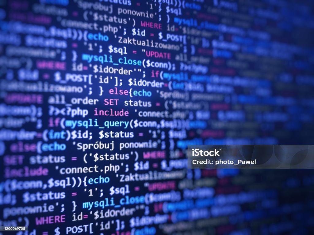 Blue Unique Background Programming Php On Laptop Computer Screen Program Code Php Html Css Of