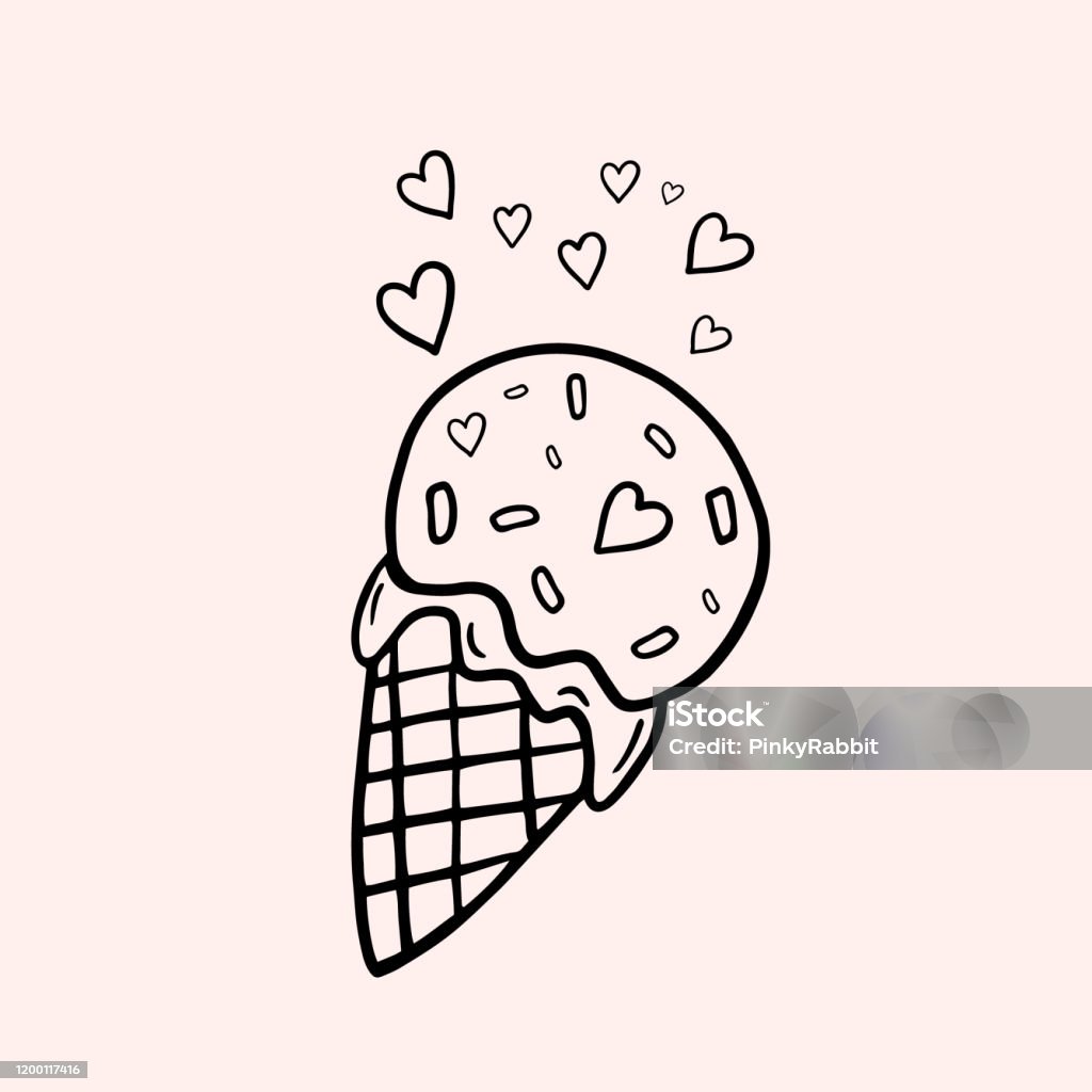 Eis Eiszapfen Mit Herzen Vektor Lineare Illustration Im Doodlestil ... Eis Eiszapfen Mit Herzen Vektor Lineare Illustration Im Doodlestil ...