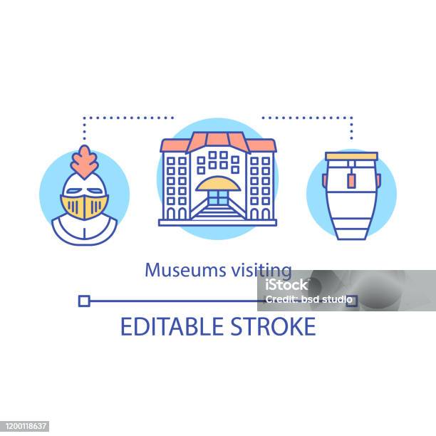 Museum Bezoek Concept Icoon Familie Activiteiten Met Kinderen Idee