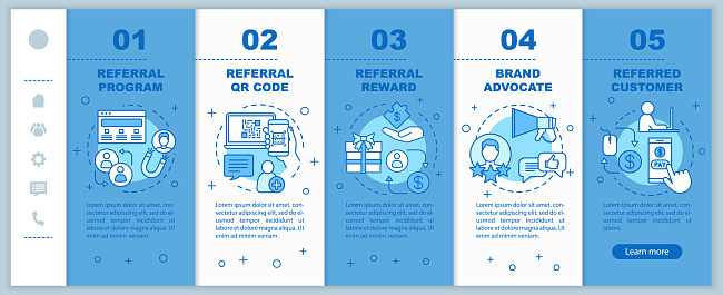 Alat Pemasaran Rujukan Onboarding Halaman Web Seluler Vektor Template