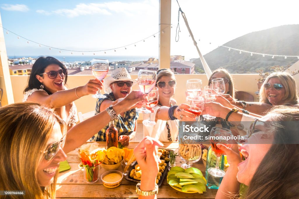 Group Of Happy People Mixed Ages Generations Women Having Fun All