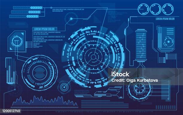 Dasbor Hud Antarmuka Pengguna Futuristik Dengan Infografis Digital Dan
