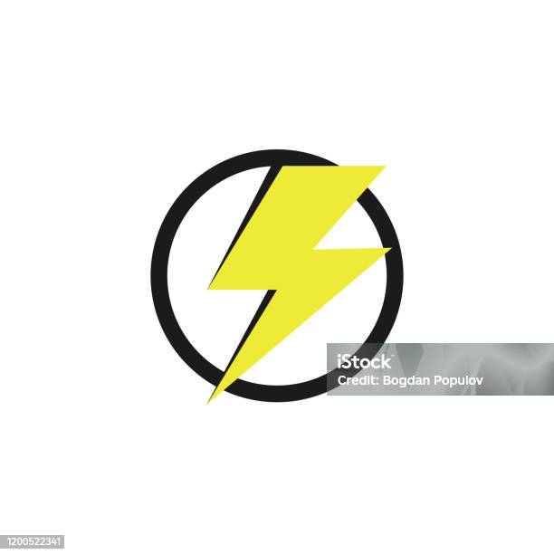 Icône De Foudre Dans Le Cercle Élément De Conception De Logo De Vecteur