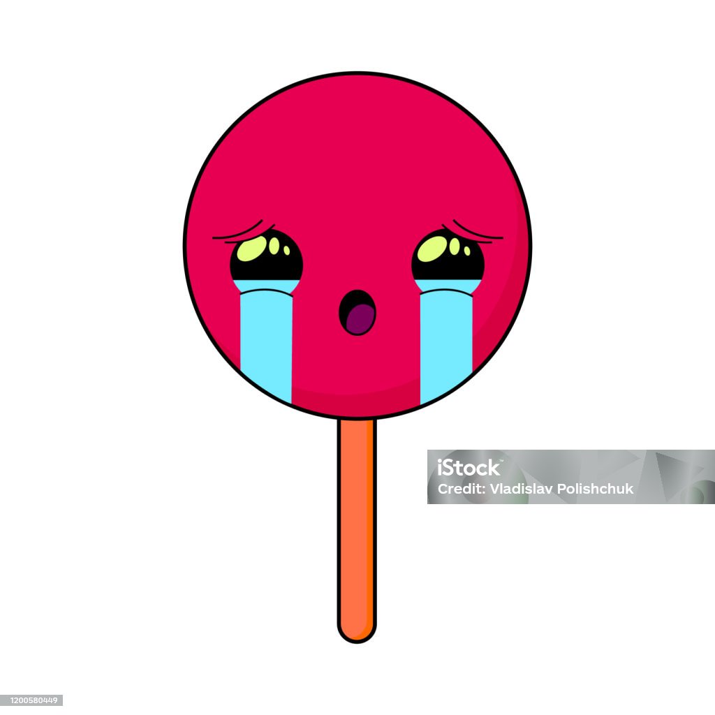 Kawaii Bonbons Sucettes Cercle Rouge Dans Le Modèle Drôle De Dessin