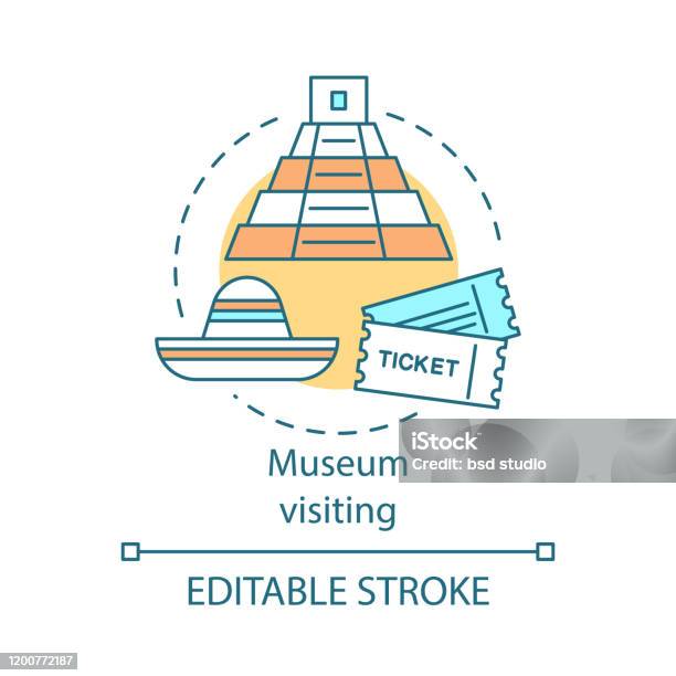 Museum Bezoek Concept Icoon Familie Activiteiten Met Kinderen Idee