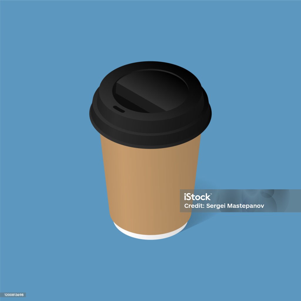 Vetores De Copo De Papel Com Café Ilustração Isométrica Com Uma Sombra