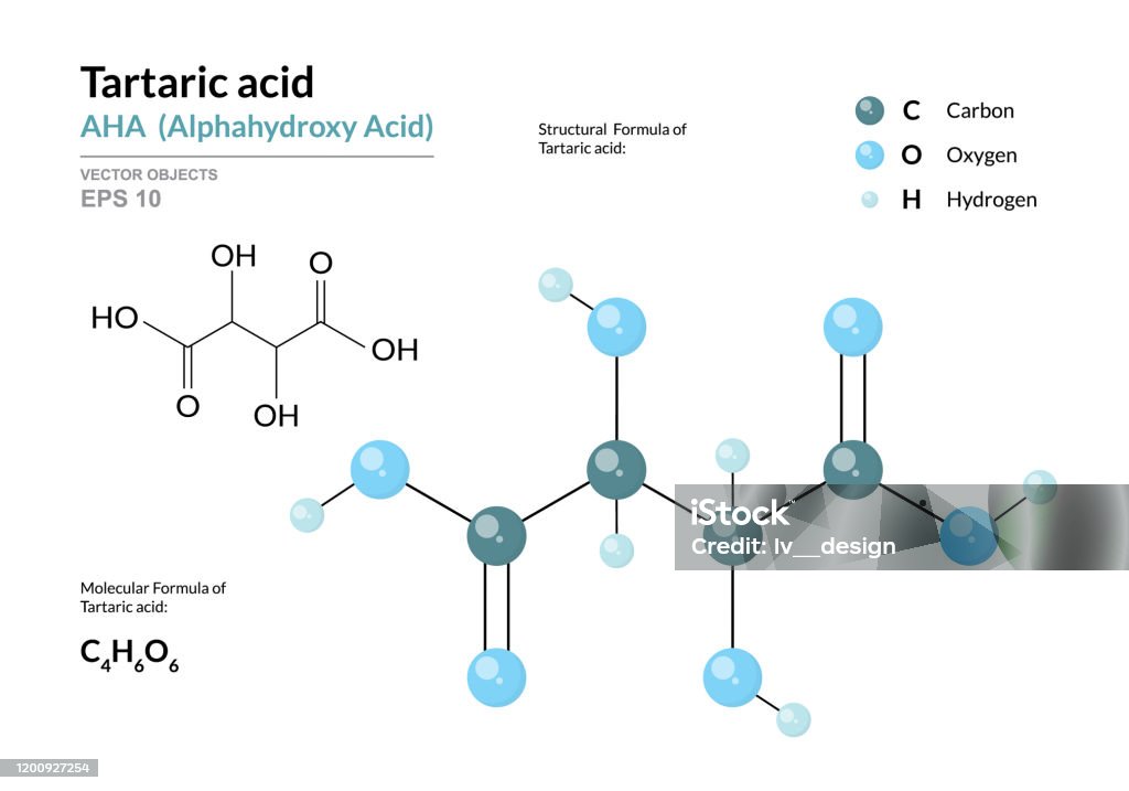 Asam Tartaric Asam Aha Alphahydroxy Formula Kimia Struktural Dan Model