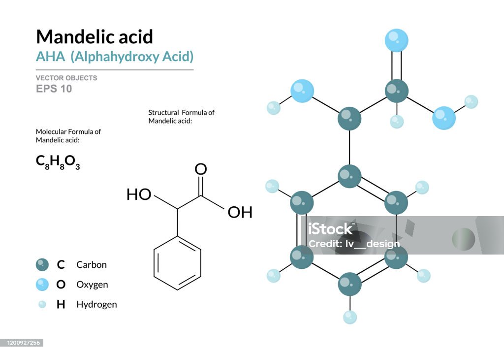Asam Mandelic Asam Aha Alphahydroxy Formula Kimia Struktural Dan Model
