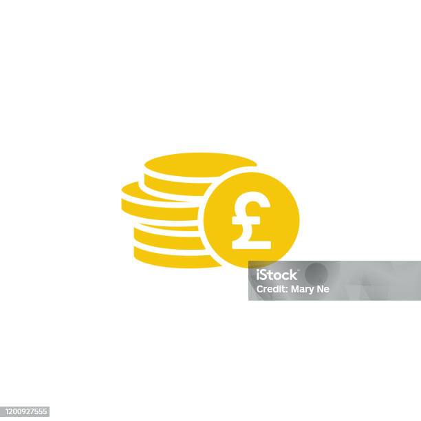 Pile De Pièces Sterling De Livre Dor Icône Dor Plat Isolé Sur Léconomie