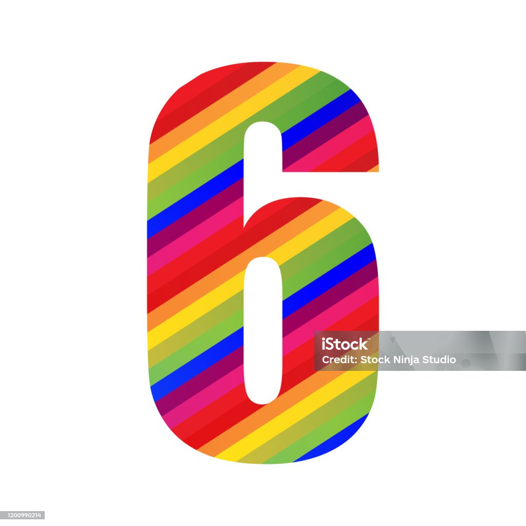 6 Number Rainbow Style Numeral Digit Colorful Number Vector ... 6 Number Rainbow Style Numeral Digit Colorful Number Vector ...