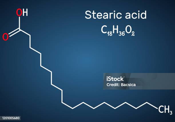 Asam Stearat Oktadekanoic Molekul Asam Lemak Jenuh Formula Kimia
