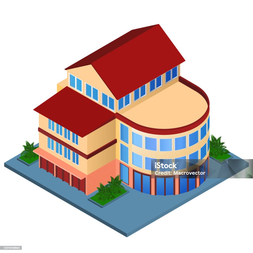 Ilustración De Edificio Isométrico Y Más Vectores Libres De Derechos De