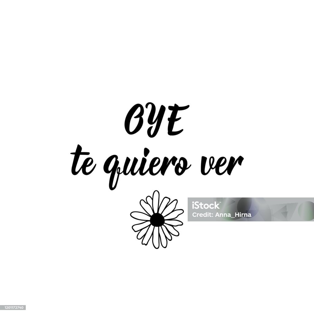 Hey I Want To See You In Spanish Lettering Ink Illustration Modern