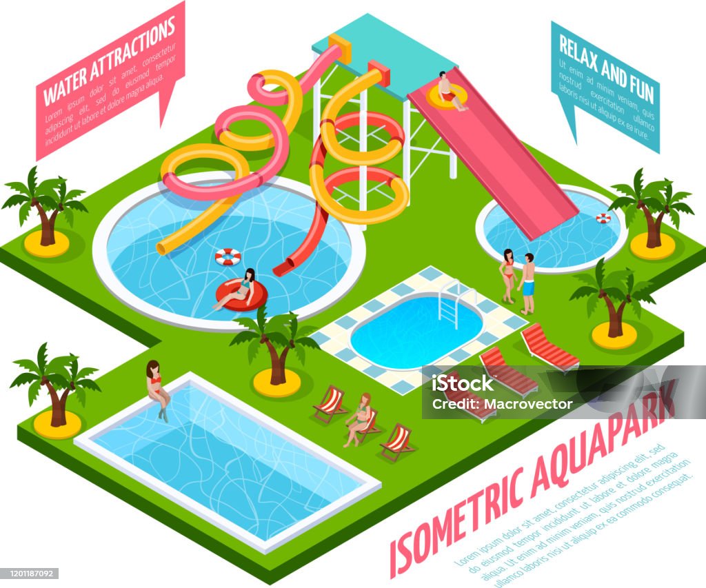 Waterpark Isometric Composition Stock Illustration Download Image Now