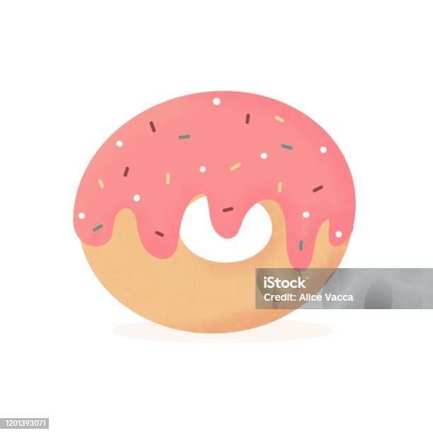 Beignet Mignon De Dessin Animé Disolement Sur Le Fond Blanc Vecteurs