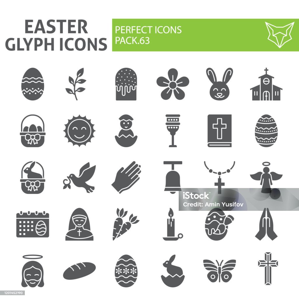 Ensemble Dicônes De Glyphe De Pâques Collection De Symboles De Vacances