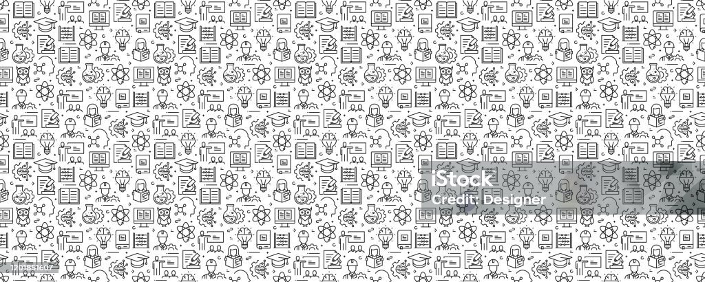 Stem Education Concept Seamless Pattern And Background With Line Icons ... Stem Education Concept Seamless Pattern And Background With Line Icons ...