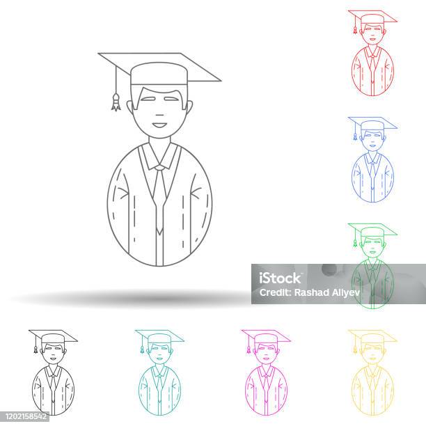 Avatar Étudiant Icône De Style Multi Couleurs Ligne Mince Simple