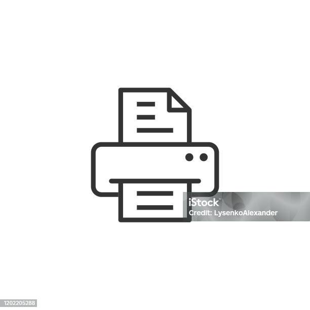 Ikon Printer Office Dalam Gaya Datar Ilustrasi Vektor Faks Pada Latar