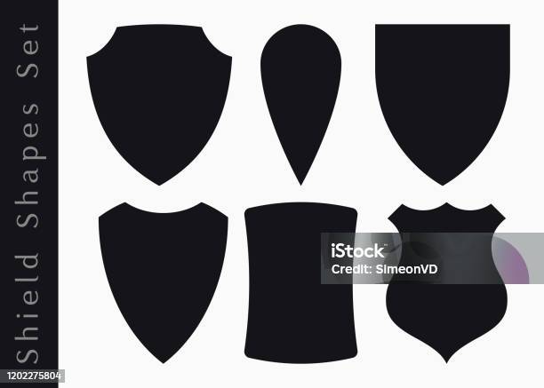Blank Classic Medieval Shield Shapes Vector Illustration Set Emblem For