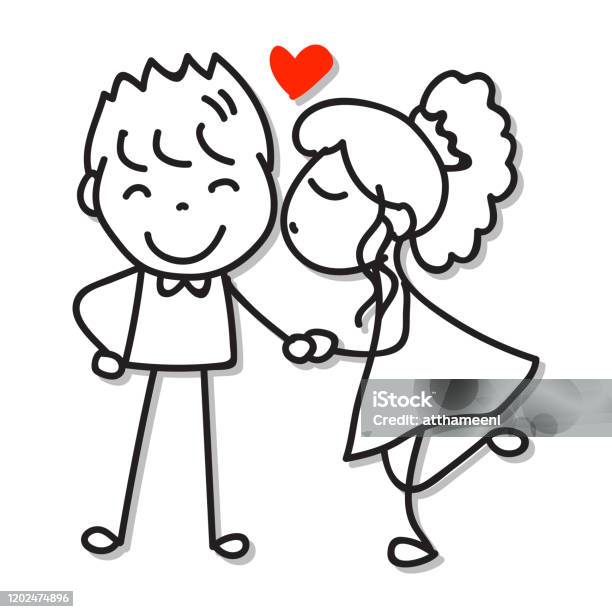 Couple De Caractère De Dessin De Dessin De Main Dans La Partie De